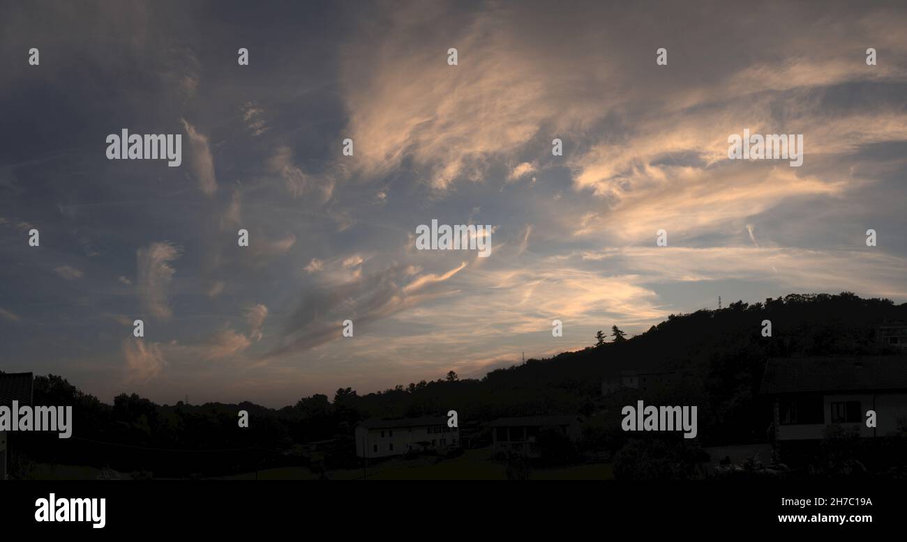 Evening sky seen over Arona in Piemonte Stock Photo - Alamy