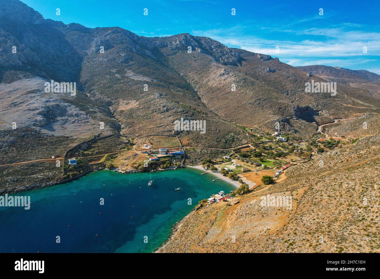 The hidden bay of Palionisos on the Greek island of Kalymnos, in the ...