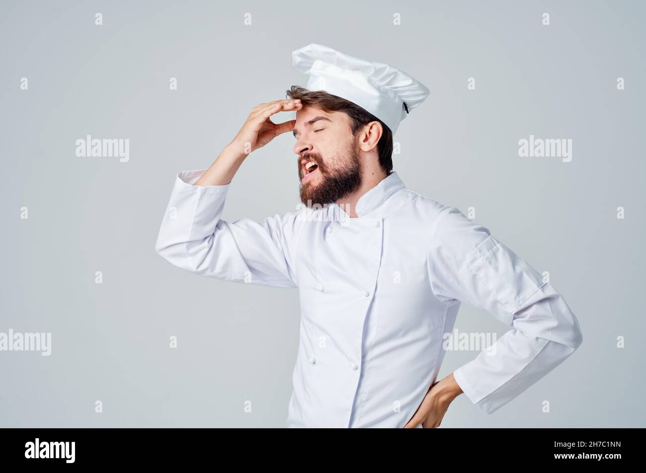 bearded man restaurant service Professional light background Stock ...
