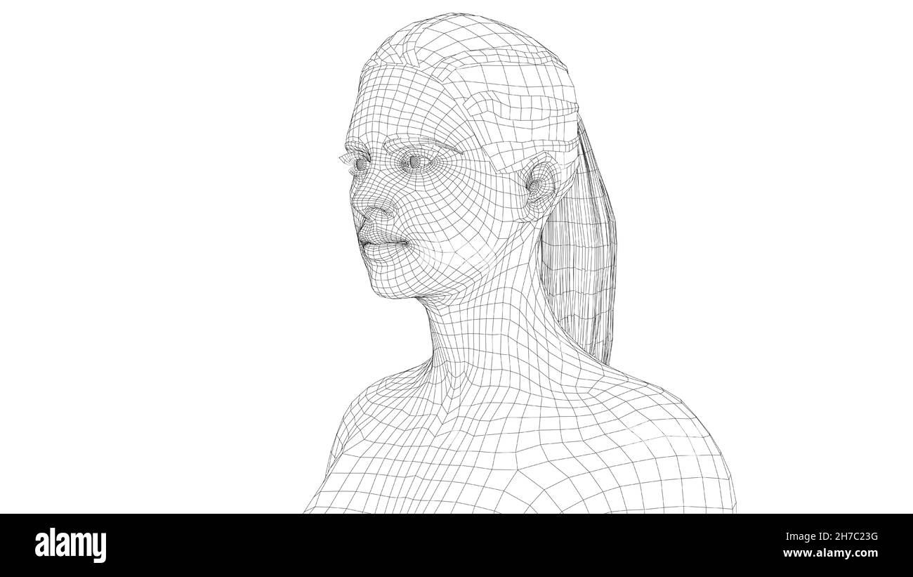 Wireframe female head Black and White Stock Photos & Images - Alamy