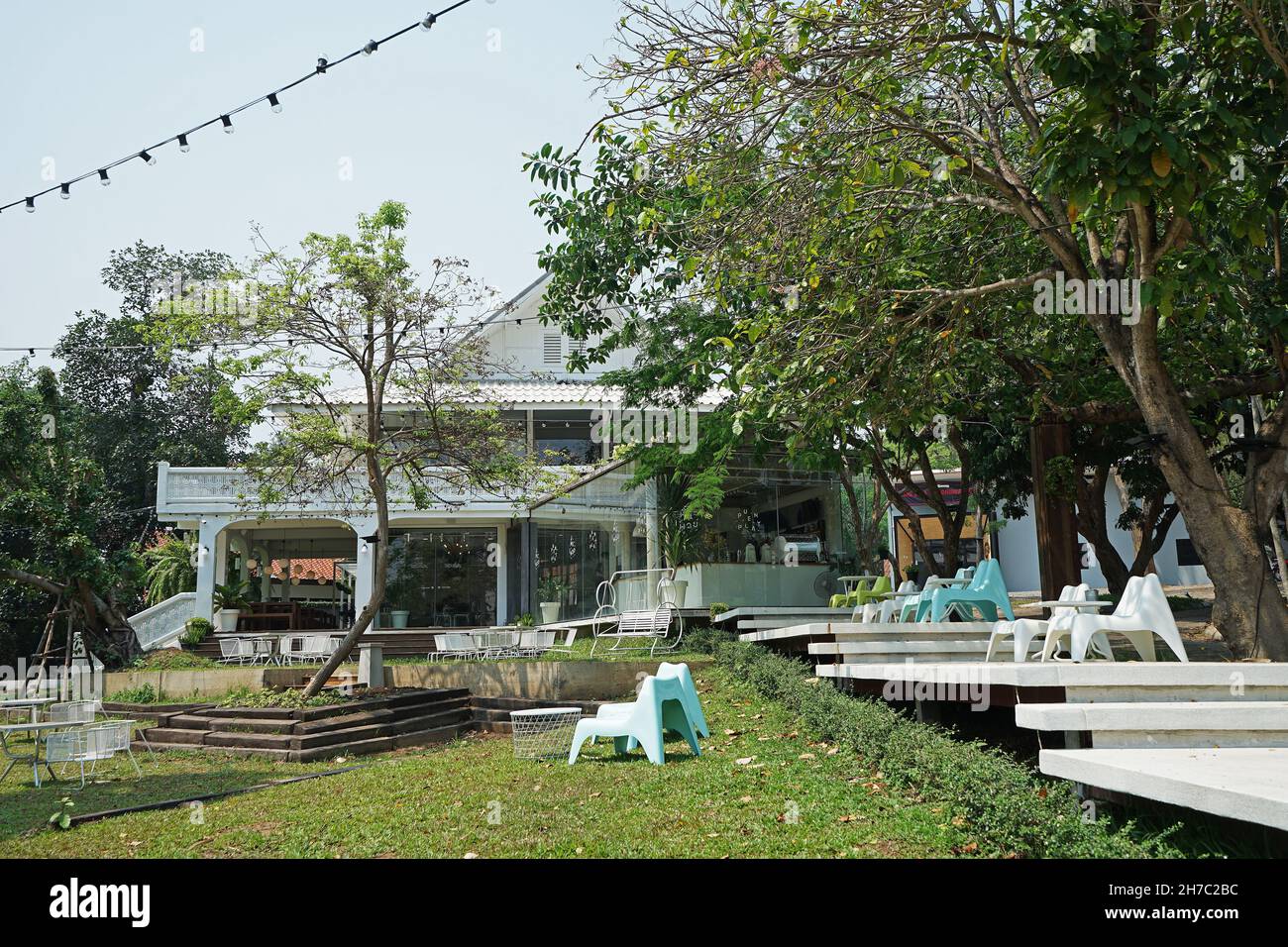 Exterior architecture and decoration of coffee shop and restaurant ...