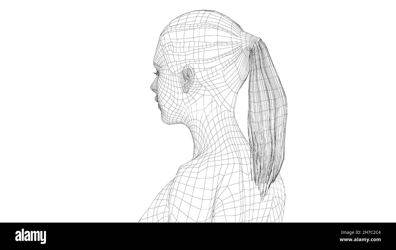 Wireframe portrait of a young beautiful girl Stock Photo - Alamy