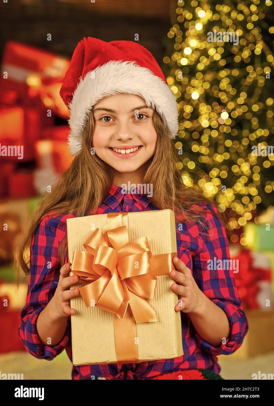 Sincere congratulations. winter holiday and vacation. Portrait kid with ...