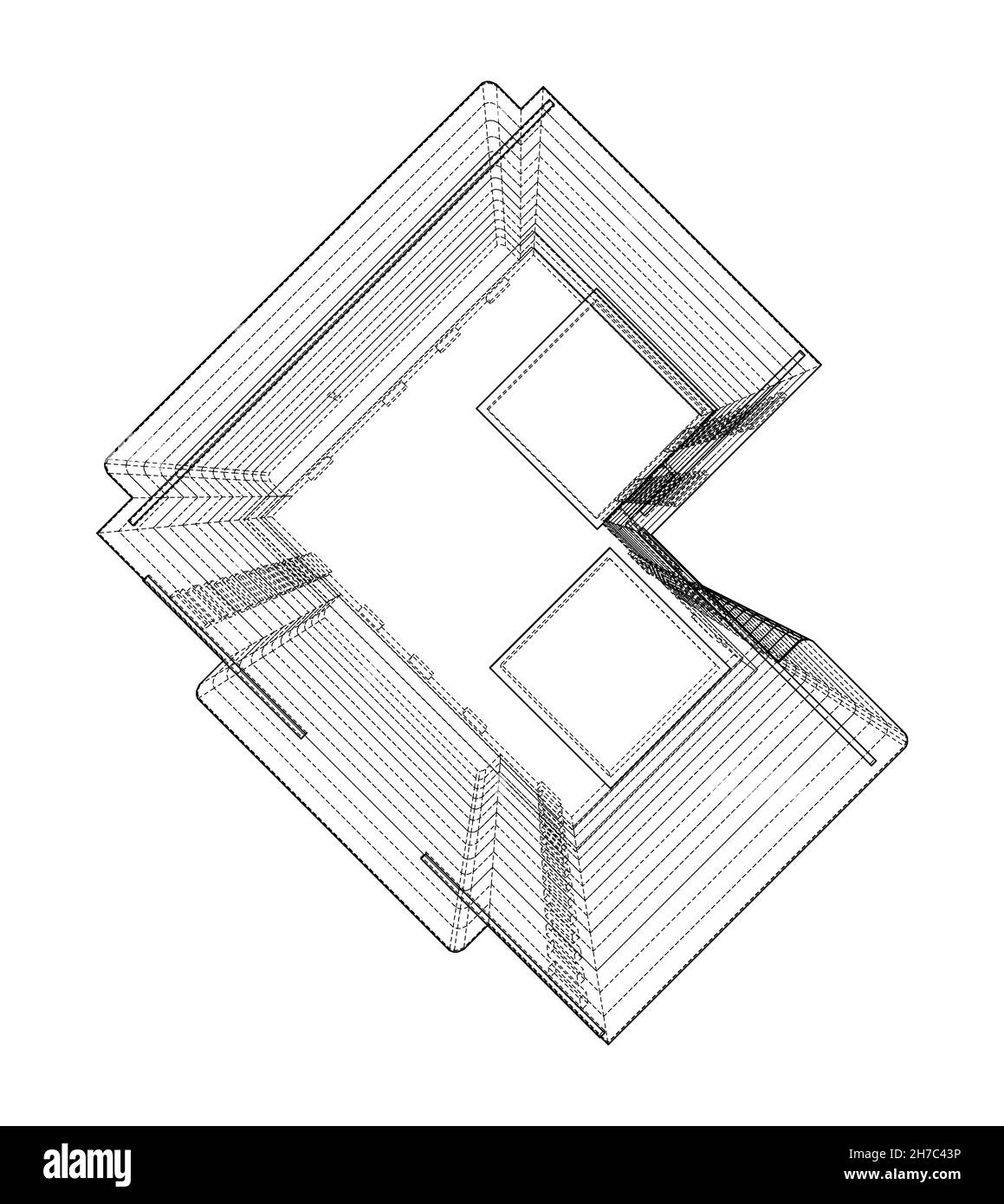 Wire-frame model of a multi-storey building Stock Photo - Alamy