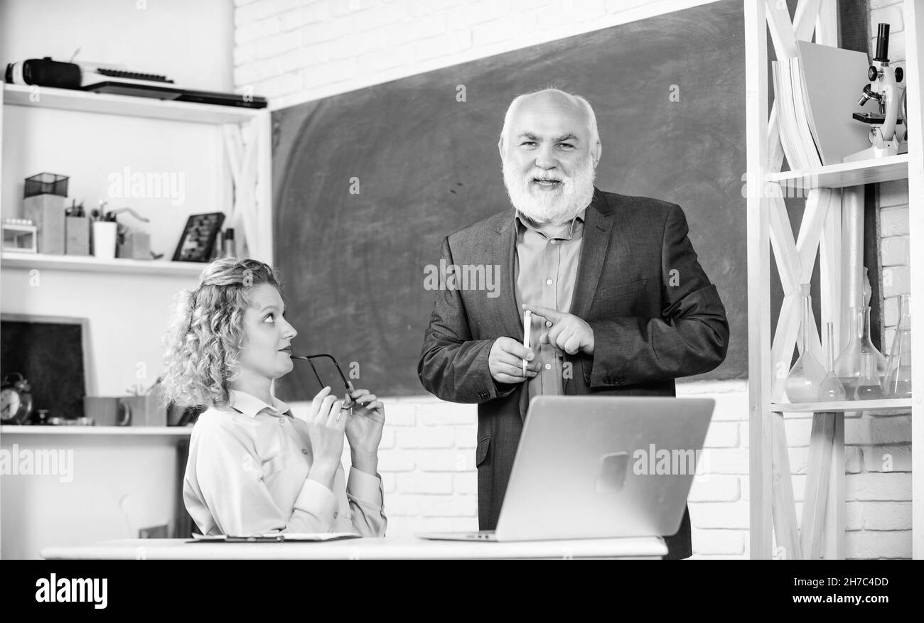 Studying time. modern school education. pass exam. teachers room ...