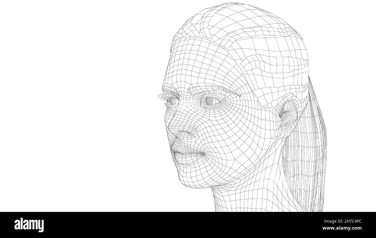Wireframe portrait of a young beautiful girl Stock Photo - Alamy