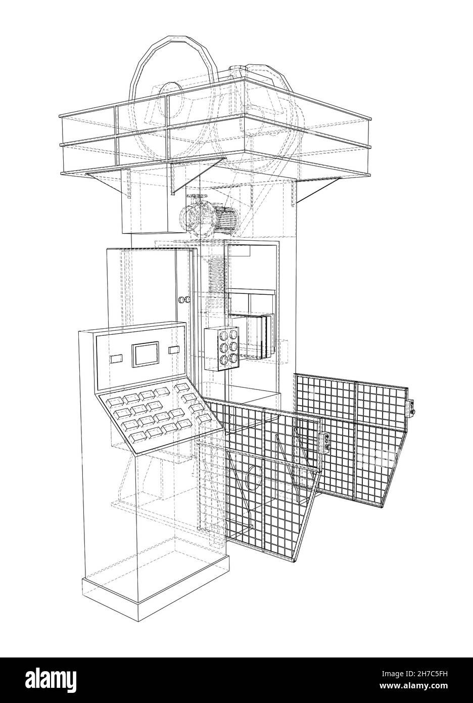 Hydraulic Press. 3d illustration Stock Photo - Alamy