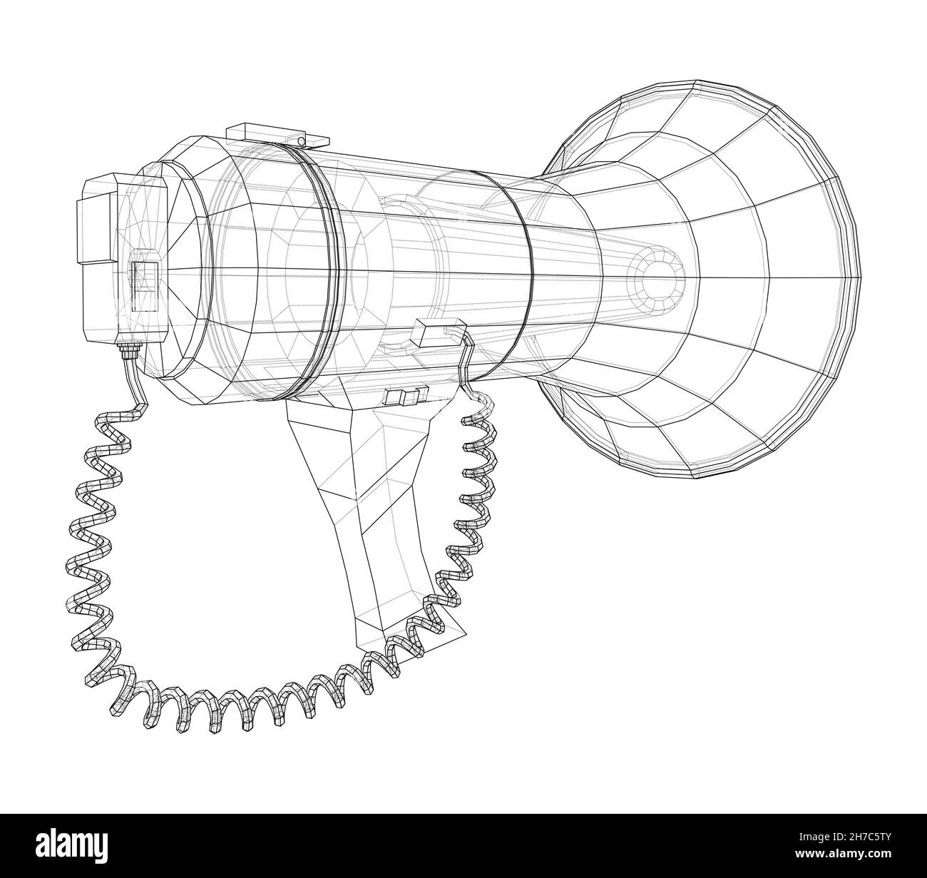 Megaphone concept outline. 3d illustration Stock Photo - Alamy