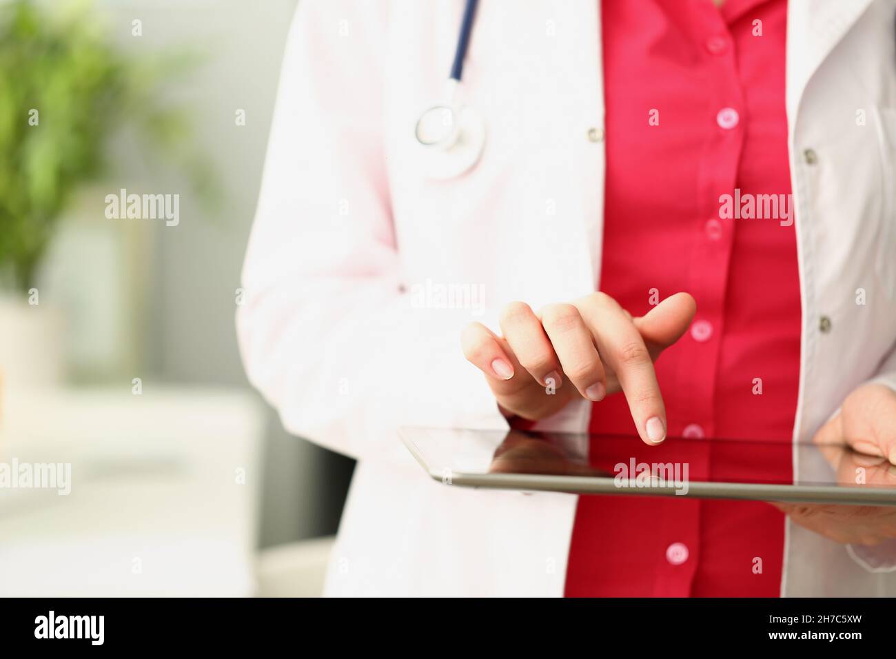 Professional medical worker use modern tablet device for work Stock ...