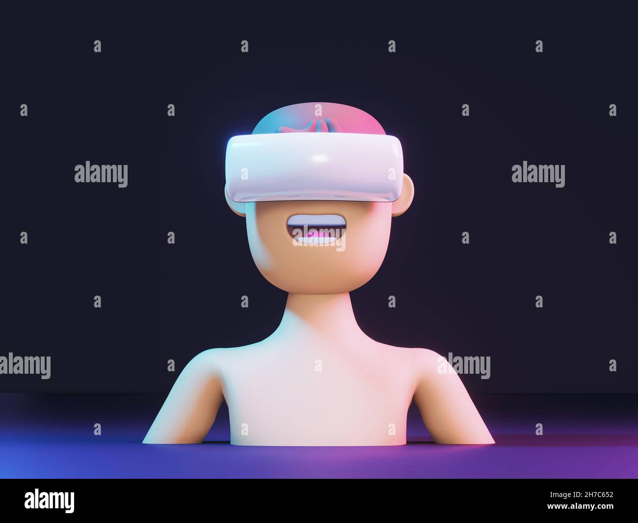 Cartoon man 3d render with VR glasses. Playing game console I. virtual ...
