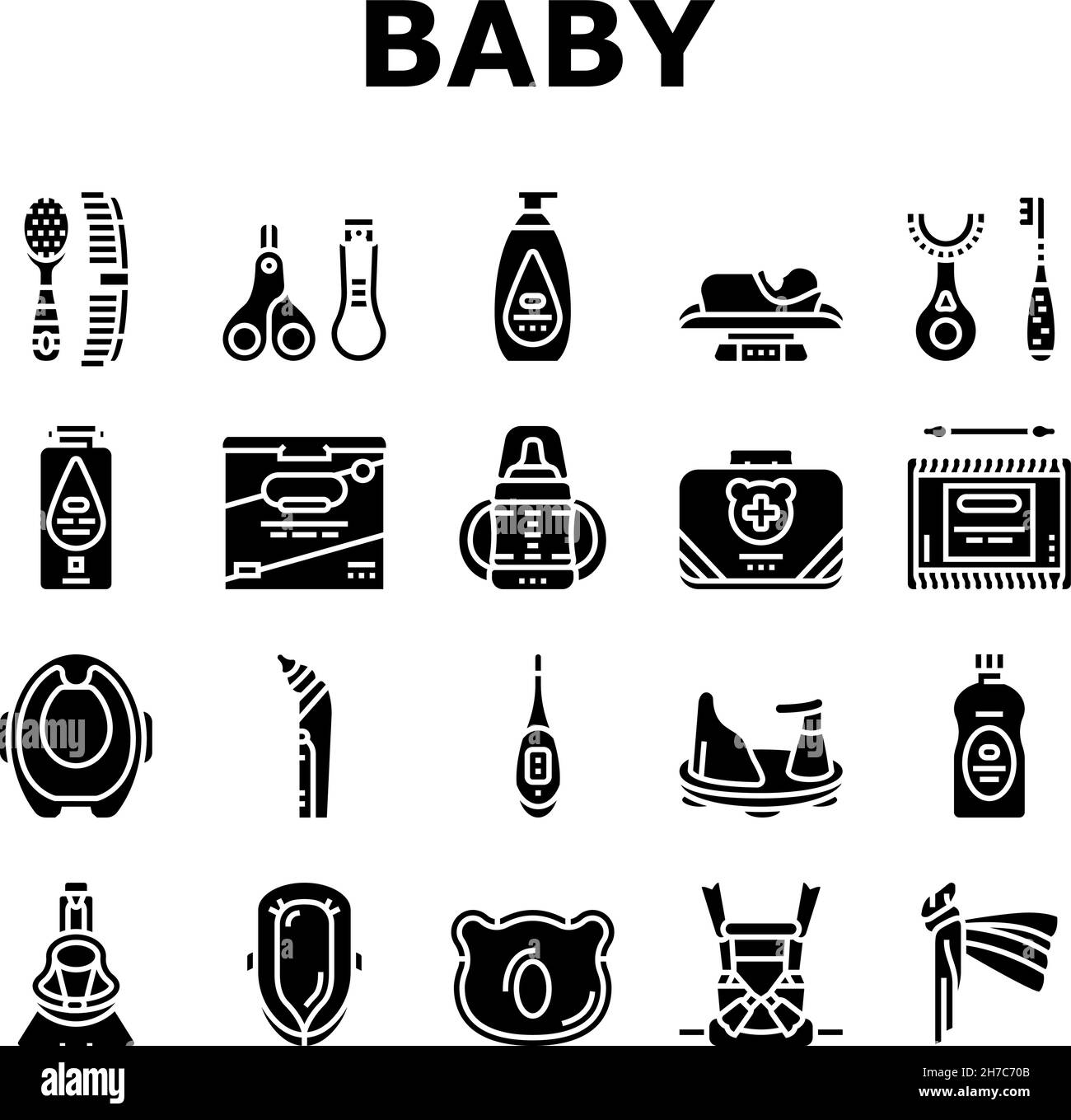 Baby Accessories And Equipment Icons Set Vector Stock Vector Image ...