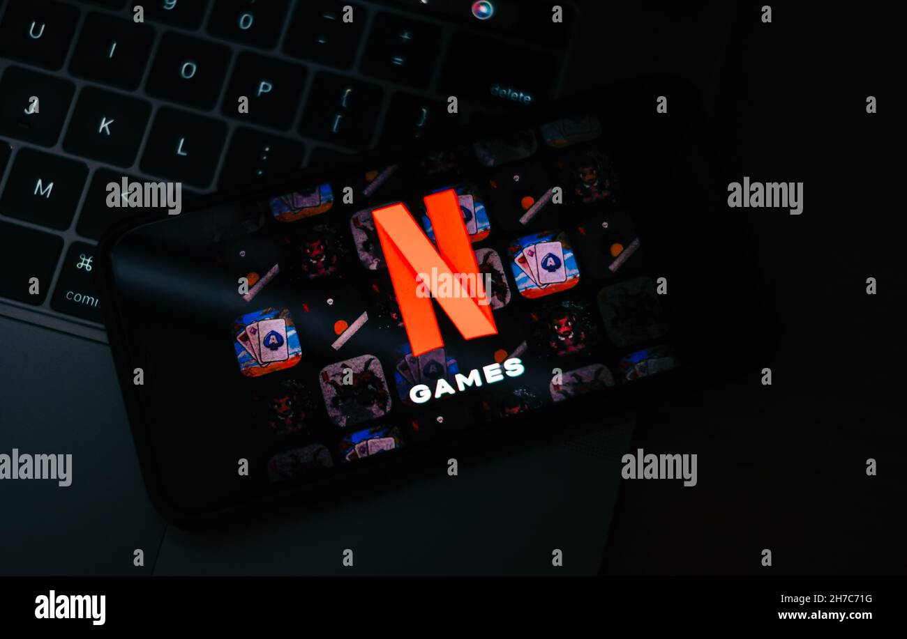Netflix games logo on the screen Stock Photo - Alamy