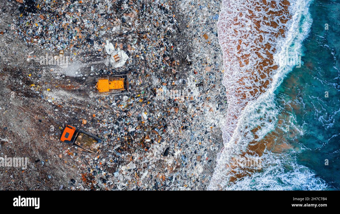 Concept environmental plastic pollution ocean water with garbage human ...