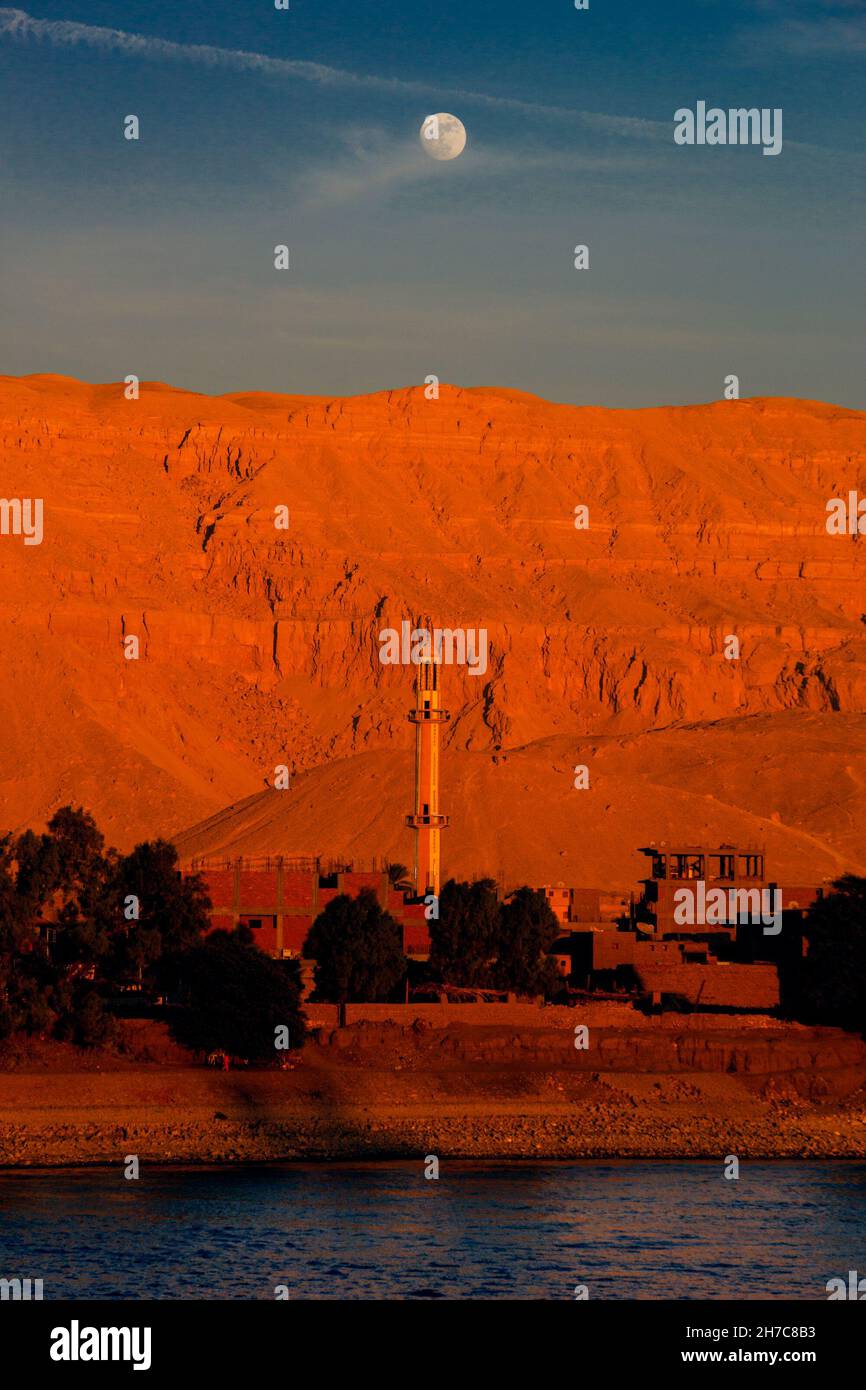 Beautiful scene of the full moon over the Nile, Egypt Stock Photo - Alamy