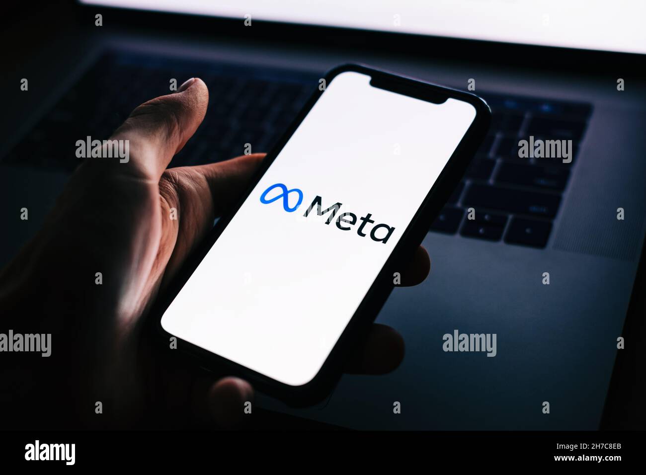 Meta logo on the smartphone screen Stock Photo - Alamy