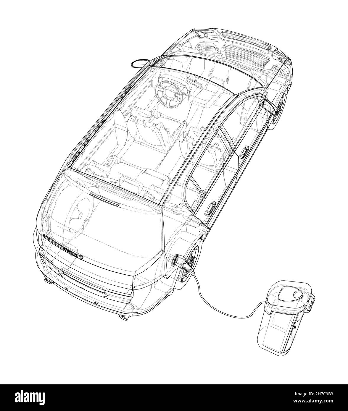 Hybrid car charging station Black and White Stock Photos & Images - Alamy