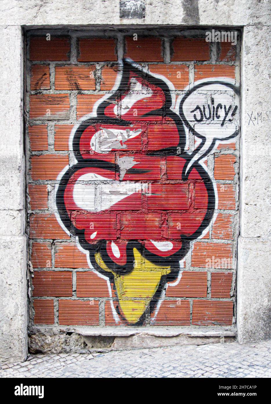 LISBON, PORTUGAL - Sep 13, 2021: A vertical shot of a "Juicy" ice cream ...