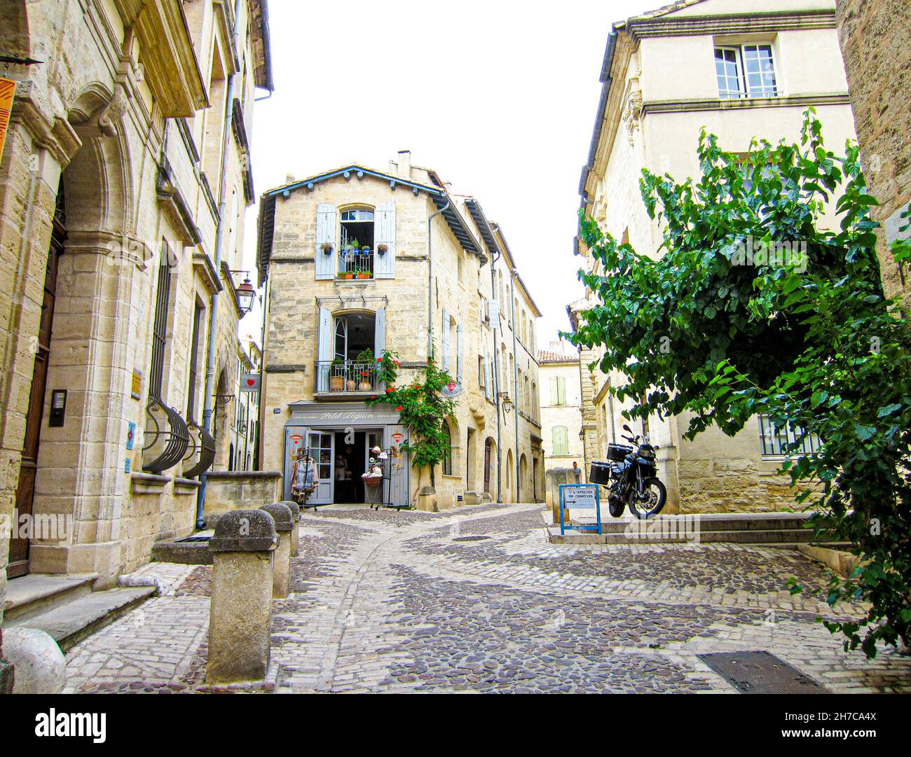 PROVENCE, FRANCE - Sep 13, 2021: A cobblestone street in a traditional ...