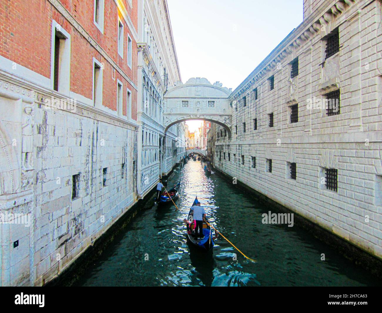 VENICE, ITALY - Sep 13, 2021: A beautiful shot of gondolas in a canal ...