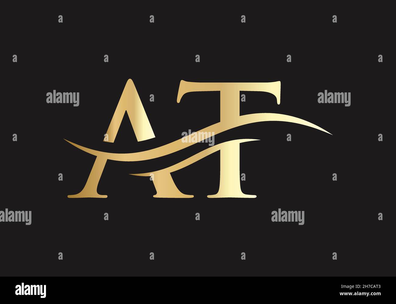 Water Wave AT Logo Vector. Swoosh Letter AT Logo Design for business ...