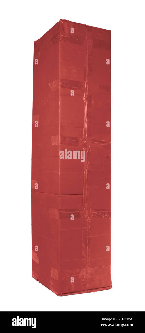 Very large red cardboard box, isolated on white Stock Photo - Alamy