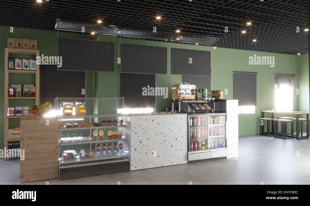 3d render cafe bar interior hi-res stock photography and images - Alamy