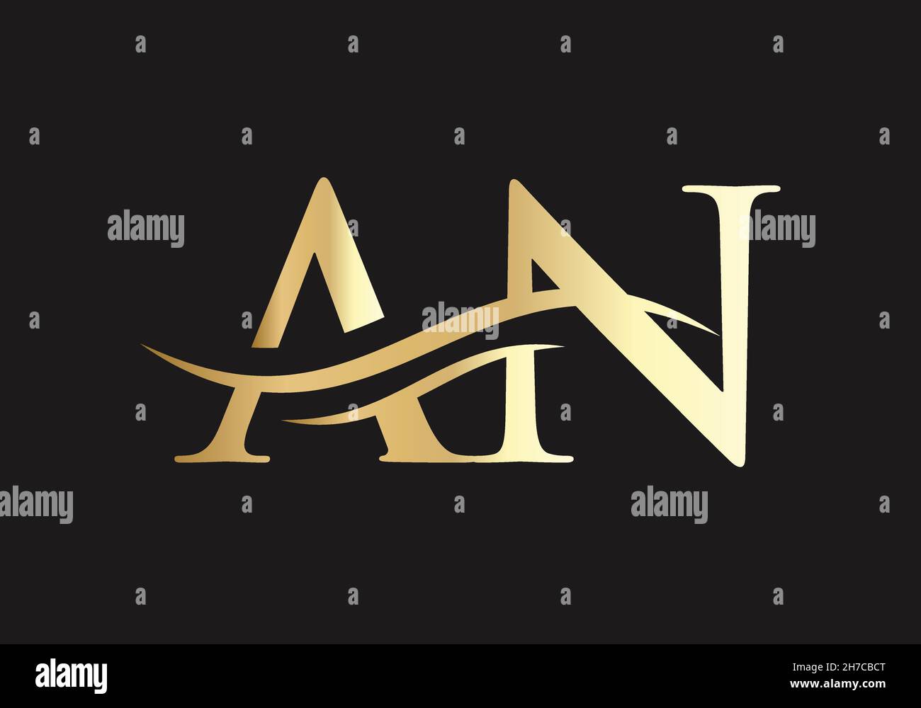 AN Logo design vector. Swoosh letter AN logo design. Initial AN letter ...