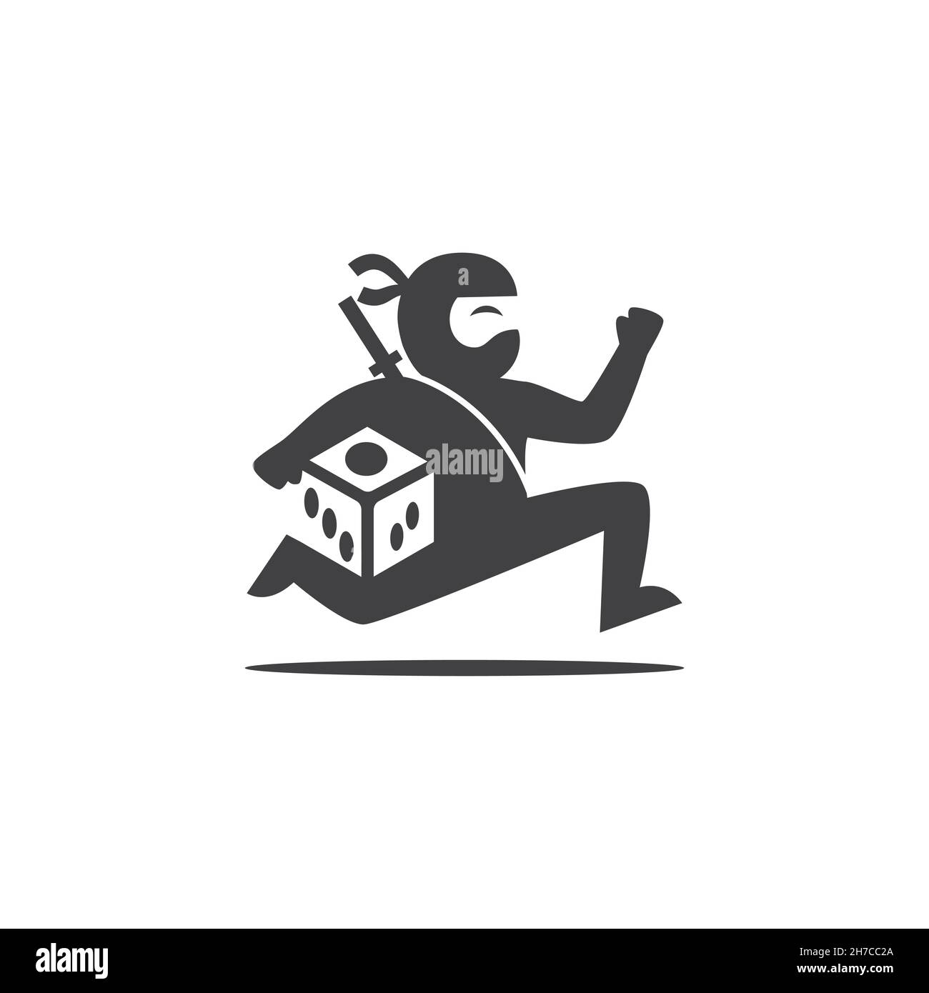 vector design. logo created from happy run ninja with dice logo Stock ...