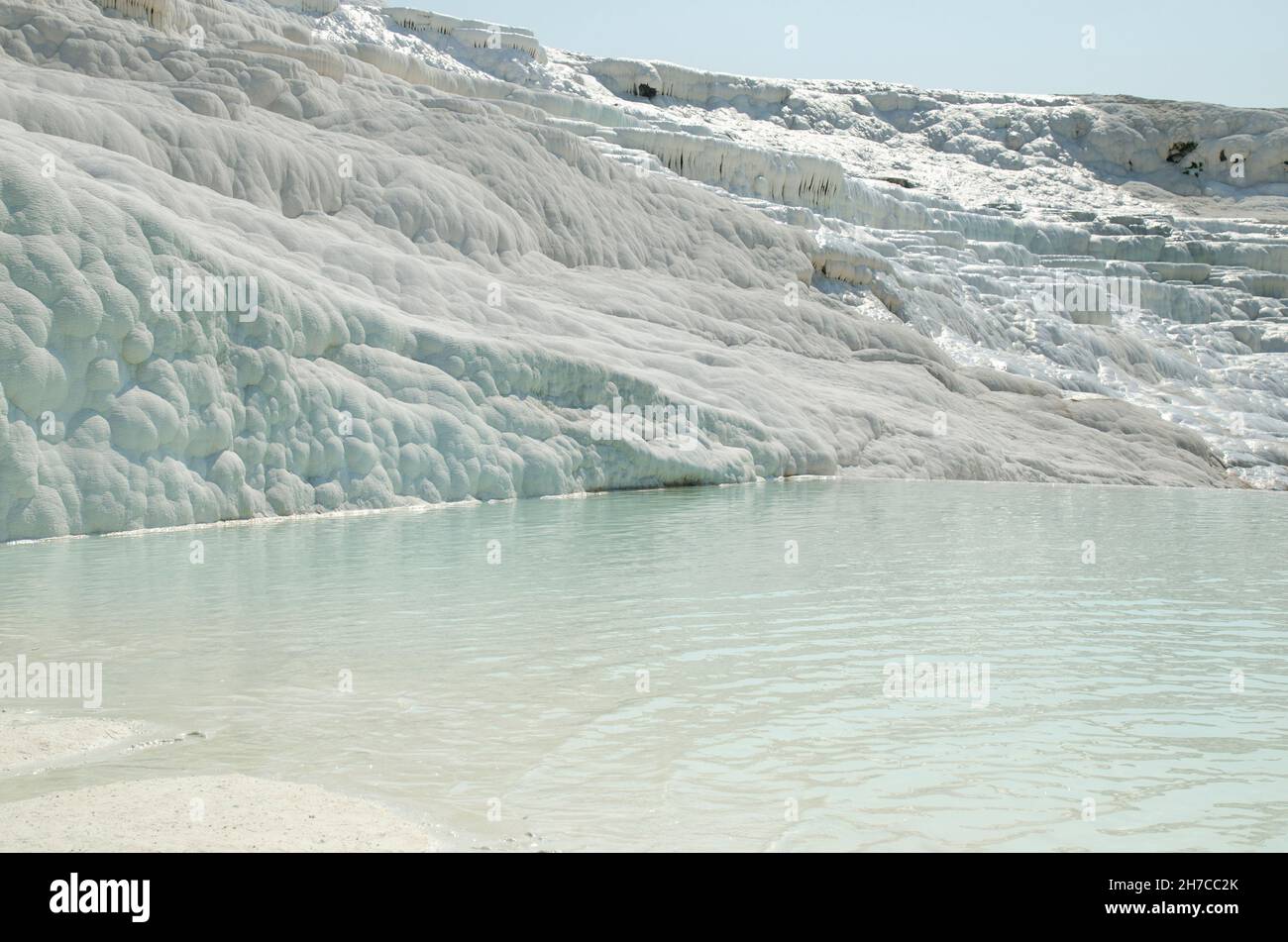 Magnificent walls of Pamukkale, Turkey. White walls background Stock ...