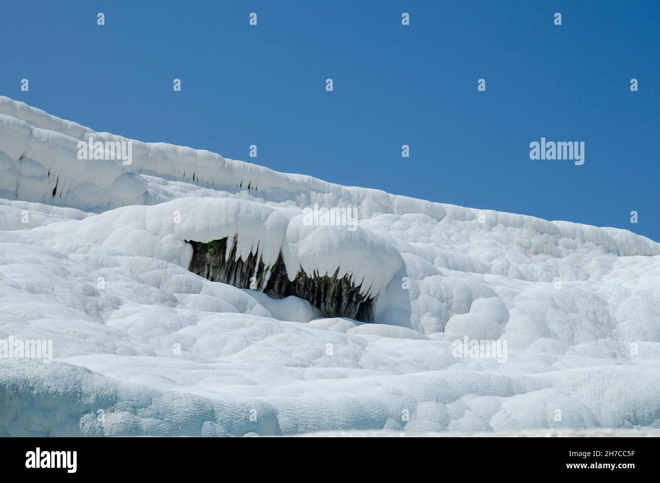 Limestone hills of Pamukkale, Turkey. Snow white salt mountains in the ...