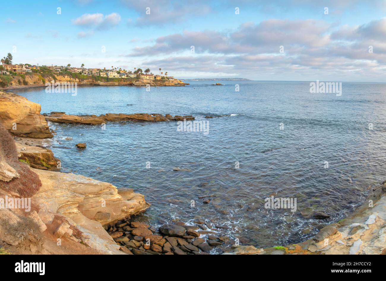Coastal area of La Jolla in California with a view of pacific ocean ...