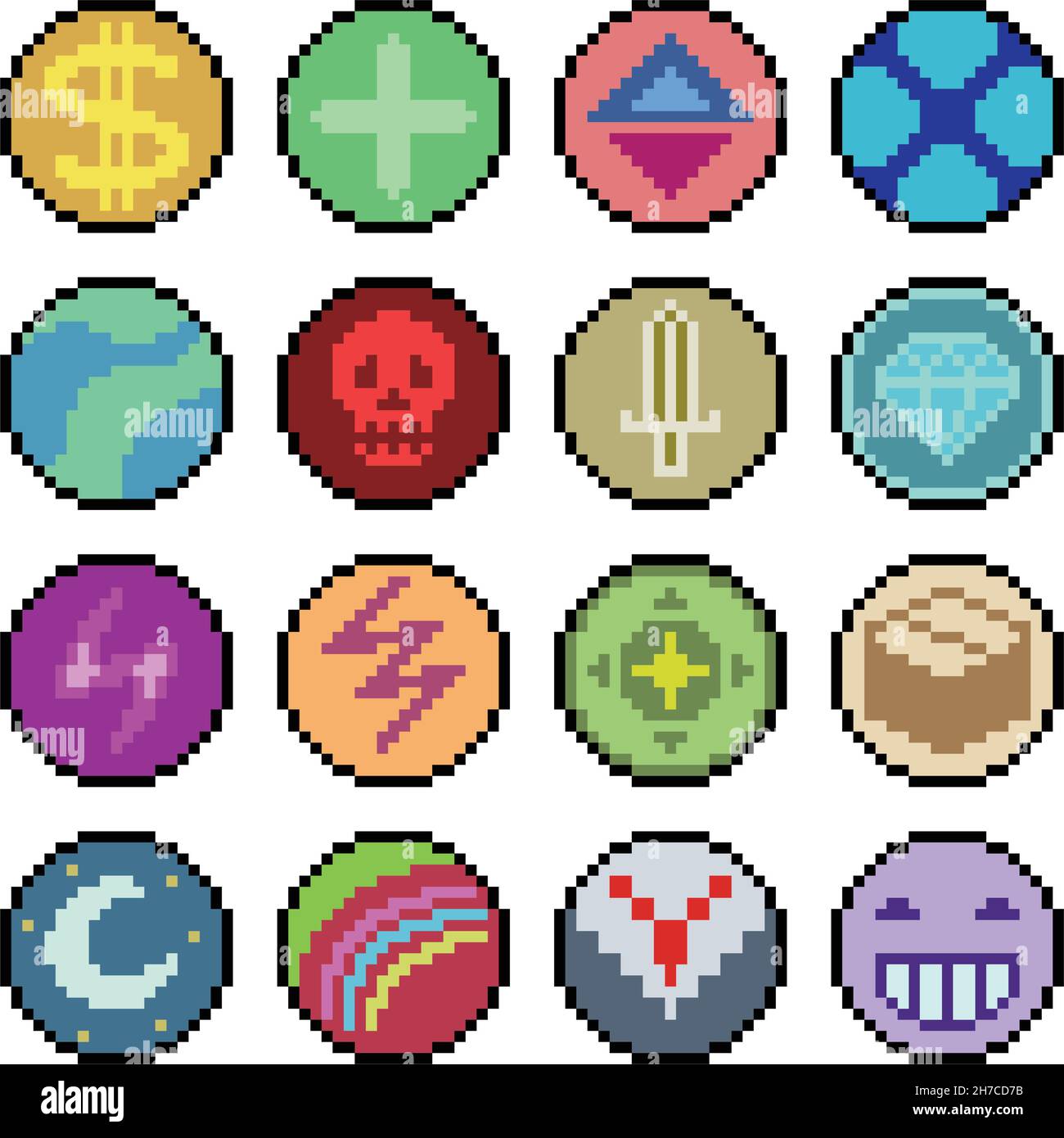 8 Bit Pokemon Badges Grid