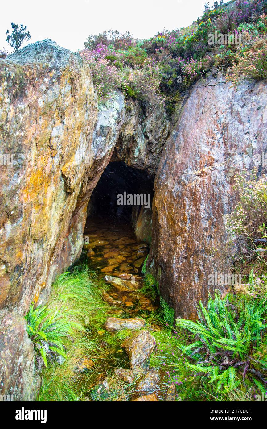 Entrance to an old copper mine cableway along the trail to Mynydd Sygyn ...