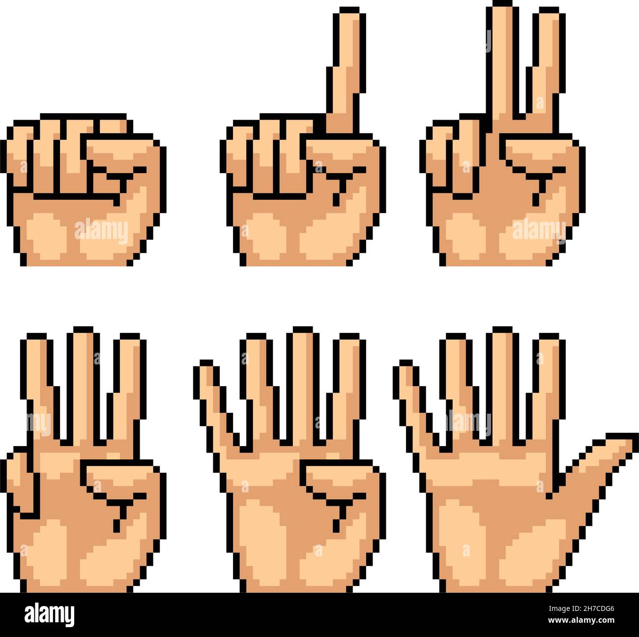 pixel art of hand sign number Stock Vector Image & Art - Alamy