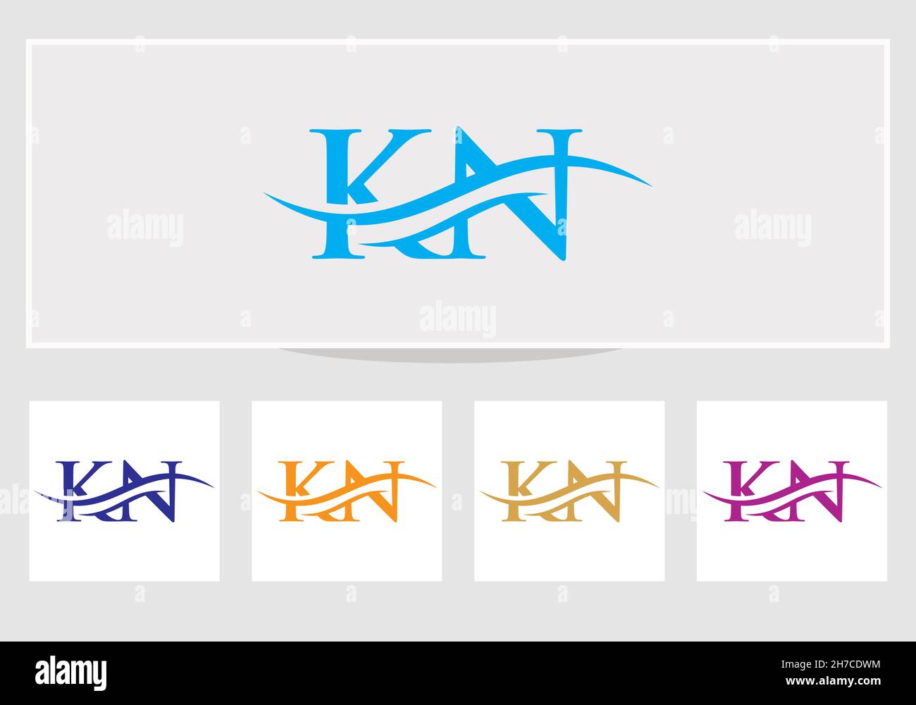 KN logo Design. Premium Letter KN Logo Design with water wave concept ...