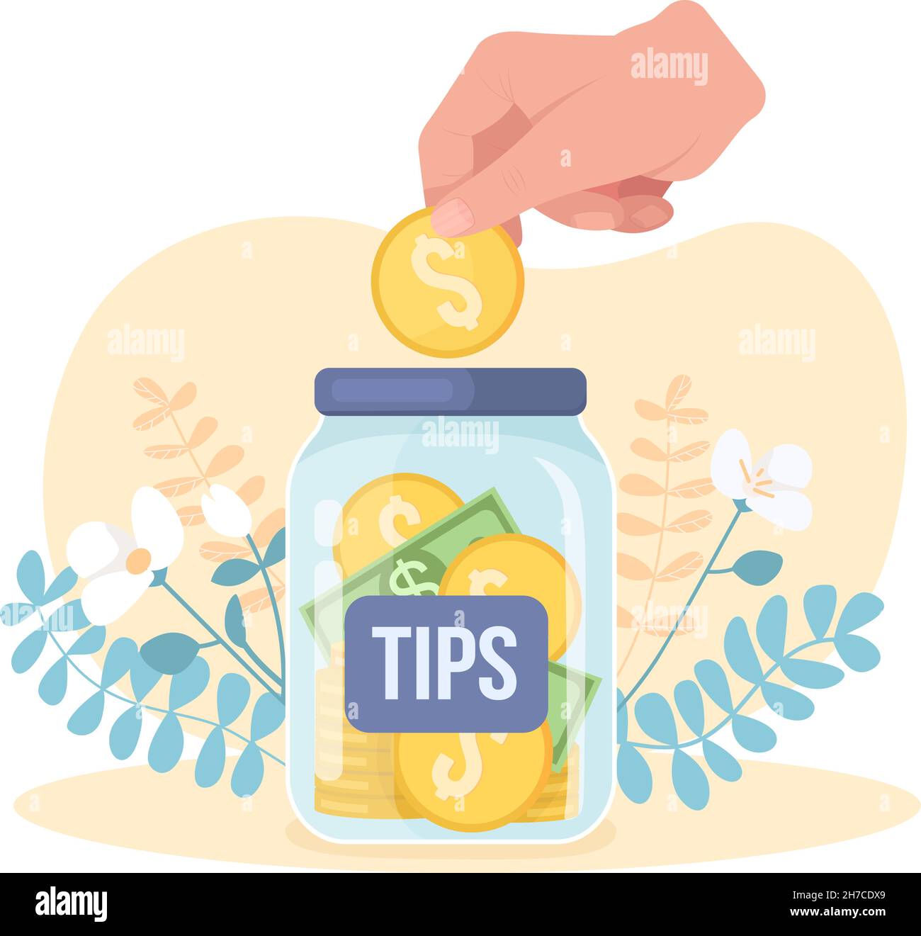 Tip jar 2D vector isolated illustration Stock Vector Image & Art - Alamy