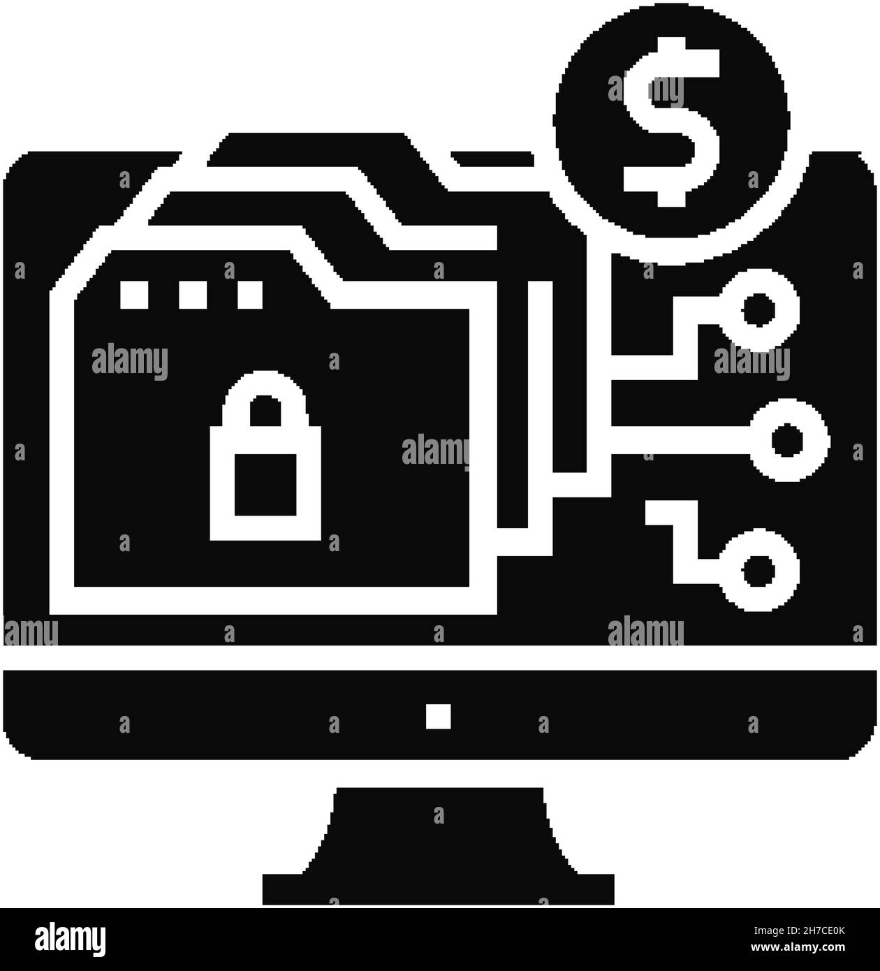ransomware cyber crime glyph icon vector illustration Stock Vector ...