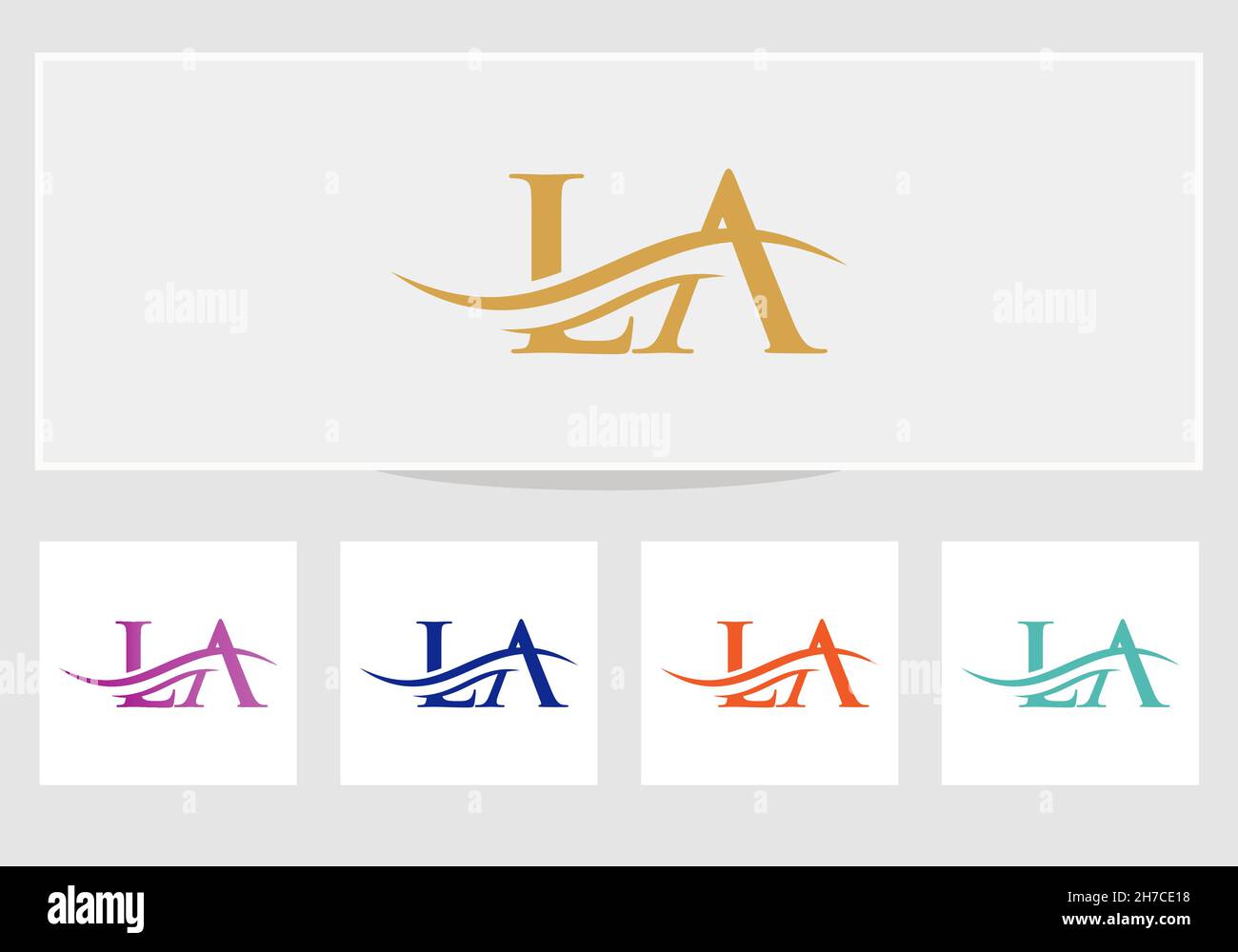 LA logo Design. Premium Letter LA Logo Design with water wave concept ...
