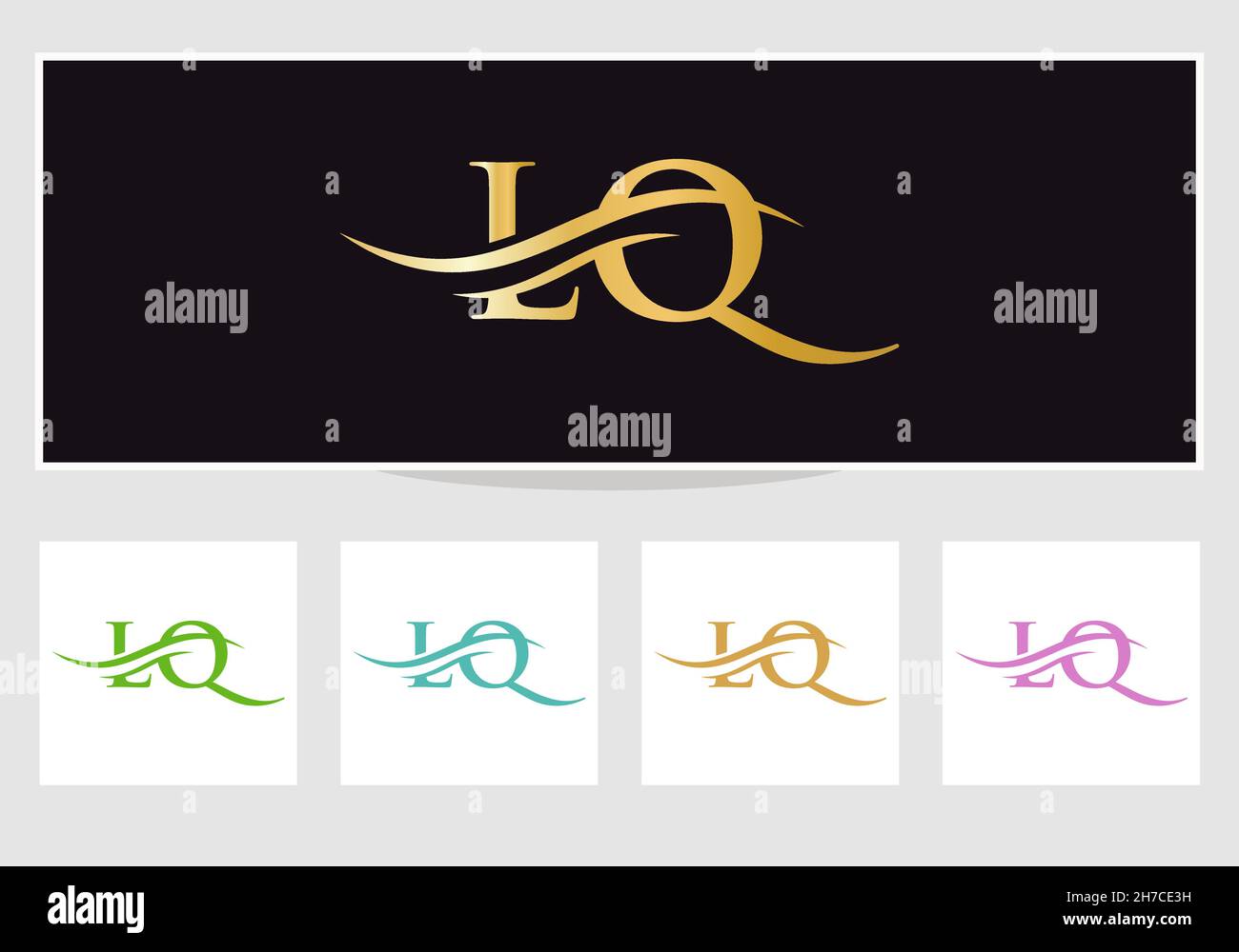 Swoosh Letter LQ Logo Design for business and company identity. Water ...