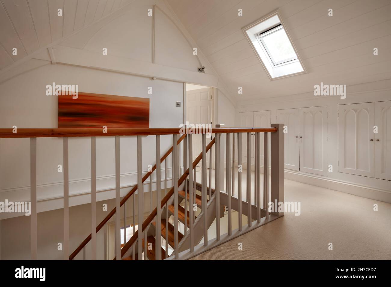 Stradishall, Suffolk, England - 16 June 2020: First floor landing area ...