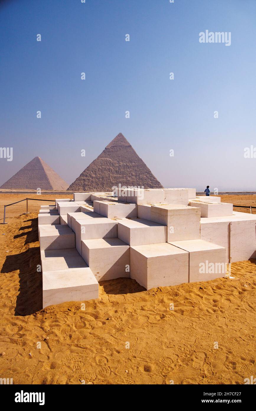 Forever Is Now, exhibition 2021, Giza pyramids, Cairo, Egypt Stock ...