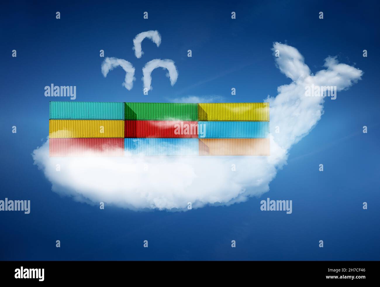 Containers on cloud whale software Docker concept Stock Photo - Alamy