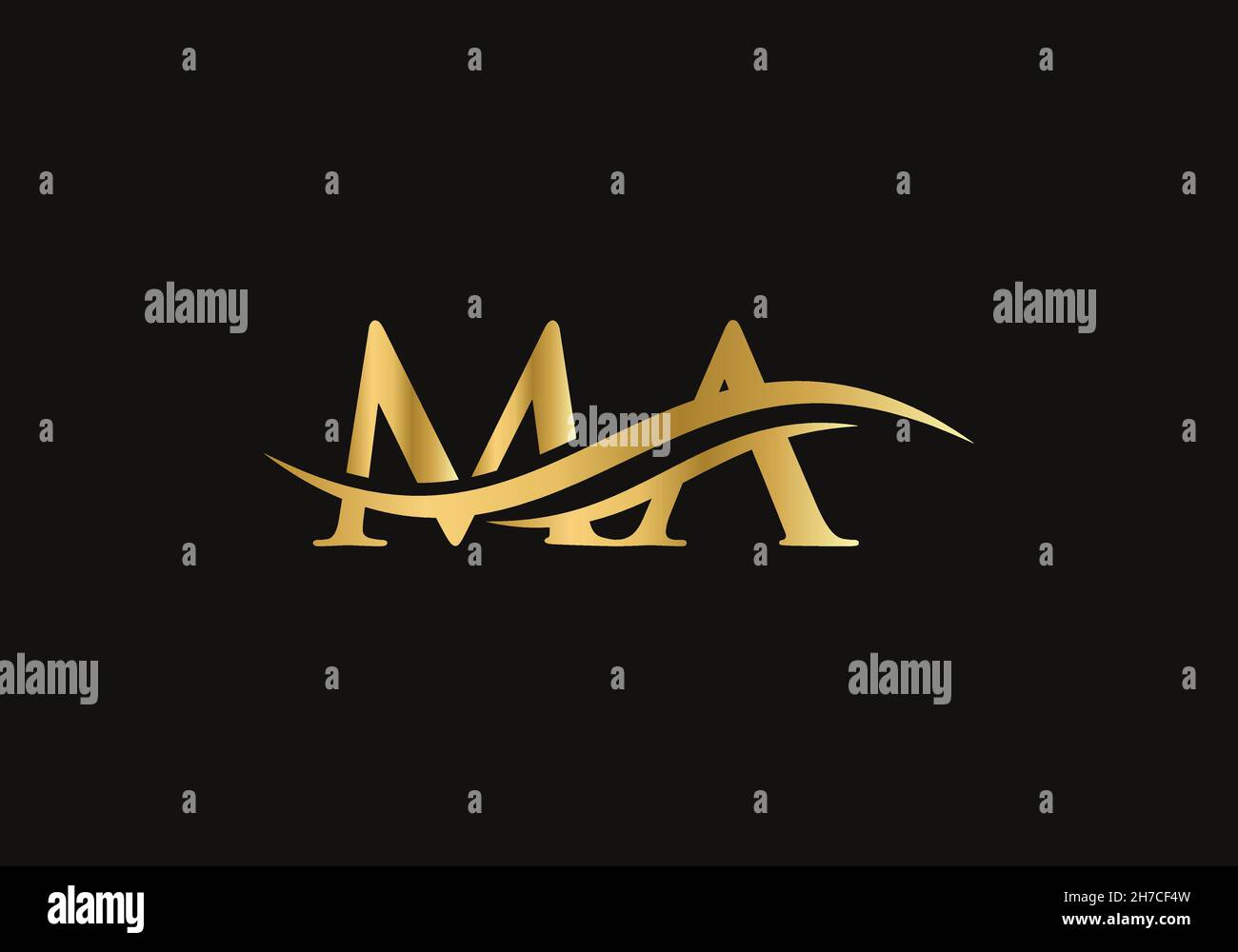 MA logo Design. Premium Letter MA Logo Design with water wave concept ...