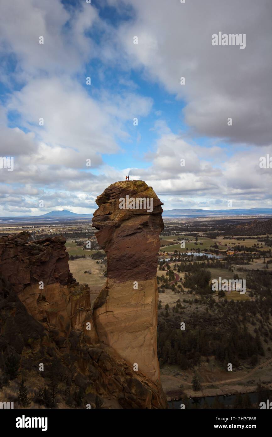 Vertical shot of Monkey Face at Smith Rock State Park, Oregon Stock ...
