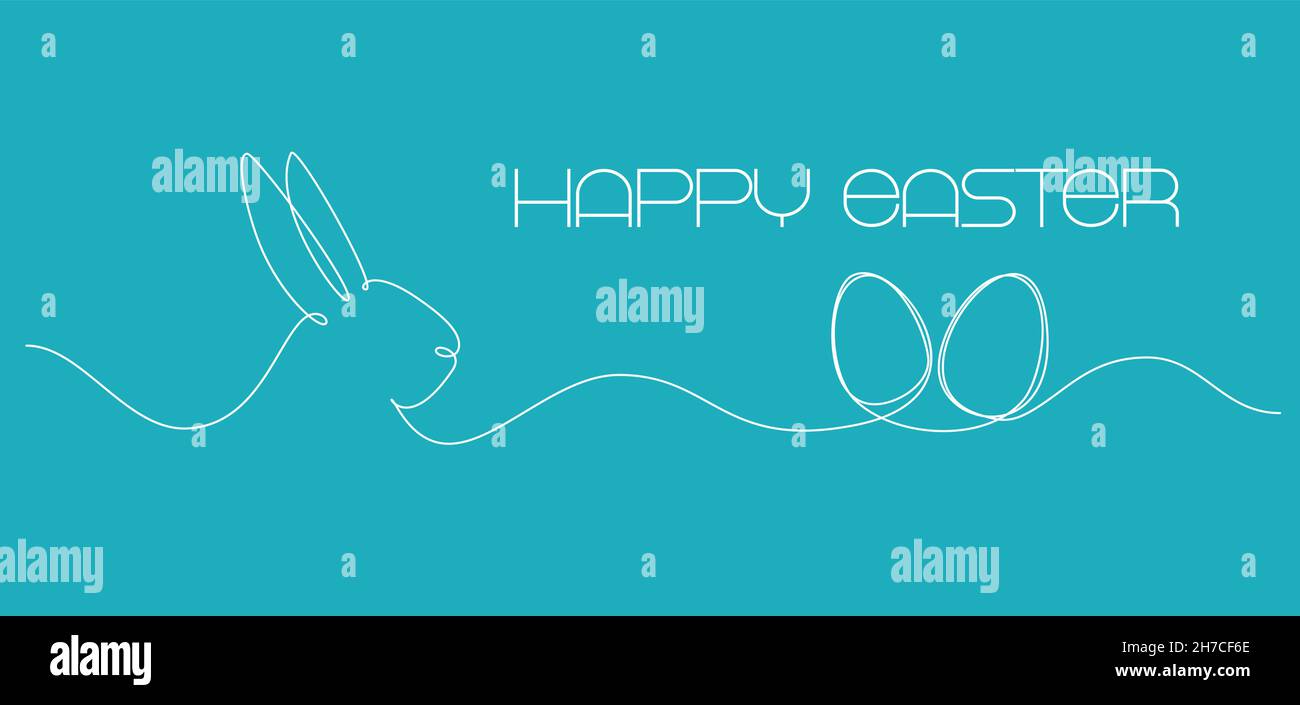 Easter bunny continuous one line drawing. Rabbit simple image ...