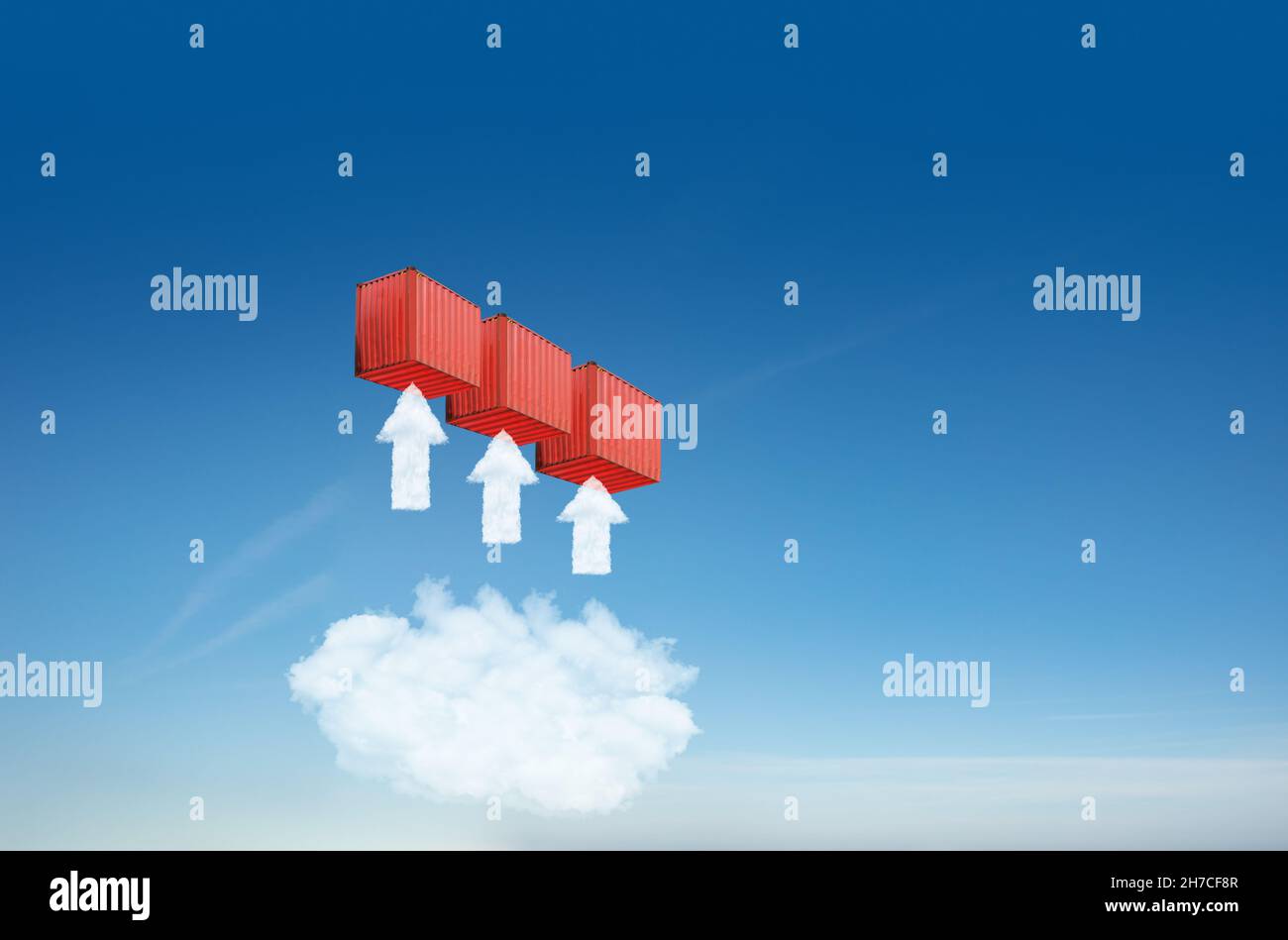 Containers and cloud up arrow software concept Stock Photo - Alamy