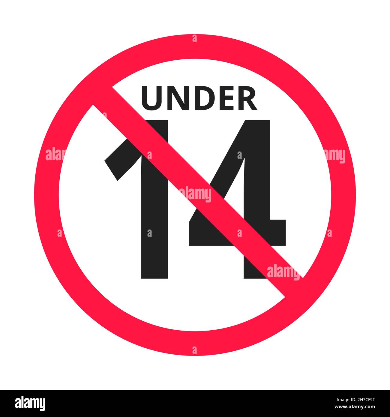 Over 14 years old plus forbidden round icon sign vector illustration ...