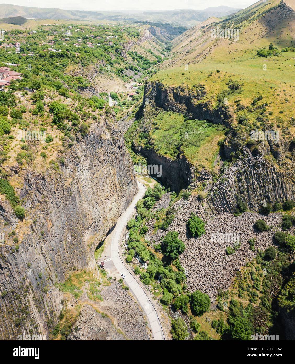 Aerial view of the natural wonder of Armenia - majestic gorge of Azat ...