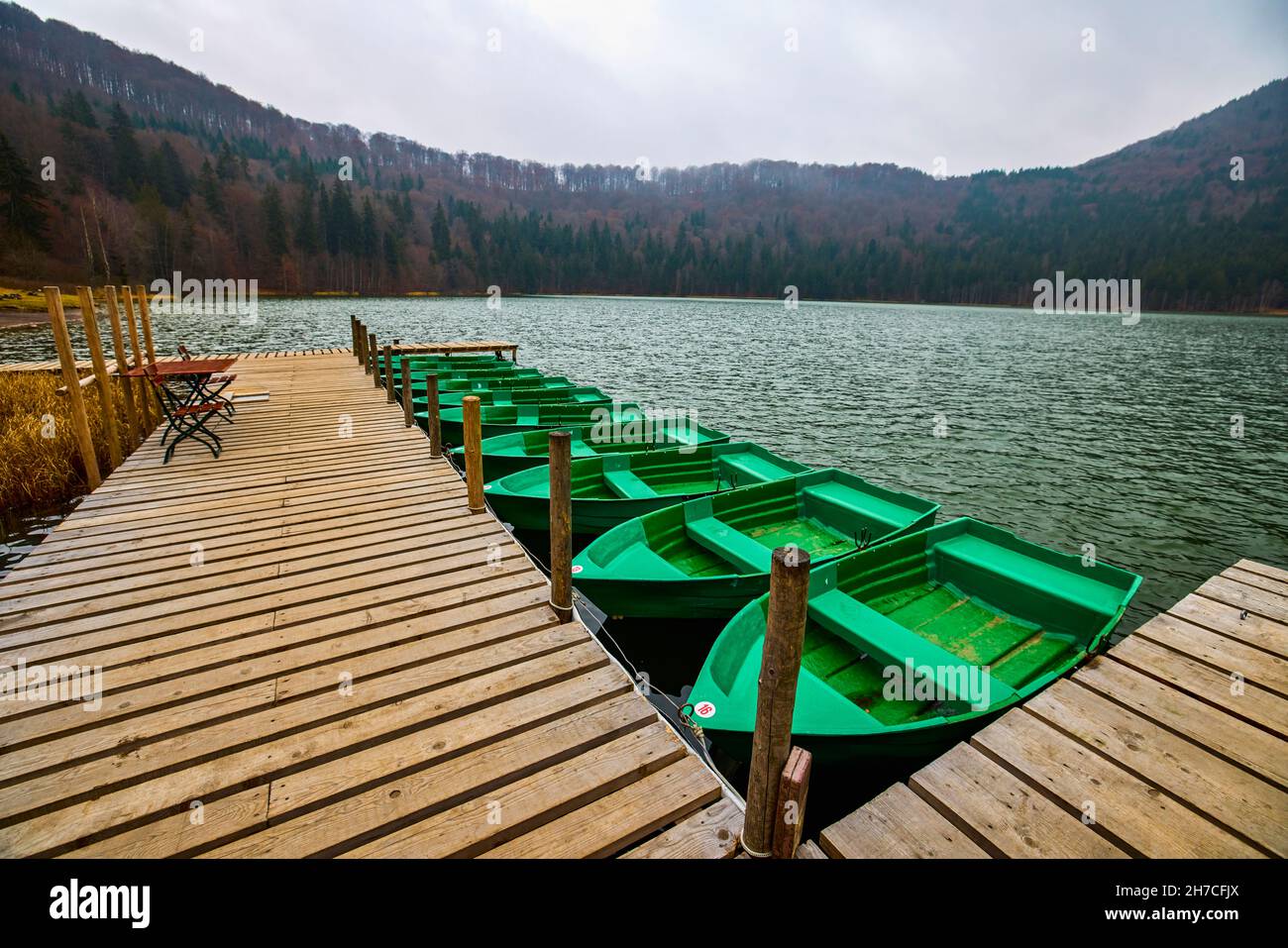 St. Ana's lake, Transylvania, Romania. Stunning autumn scenery with ...