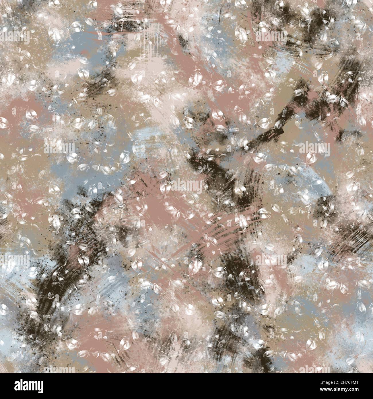 Seamless neutral tan and white distressed grungy motif surface pattern ...